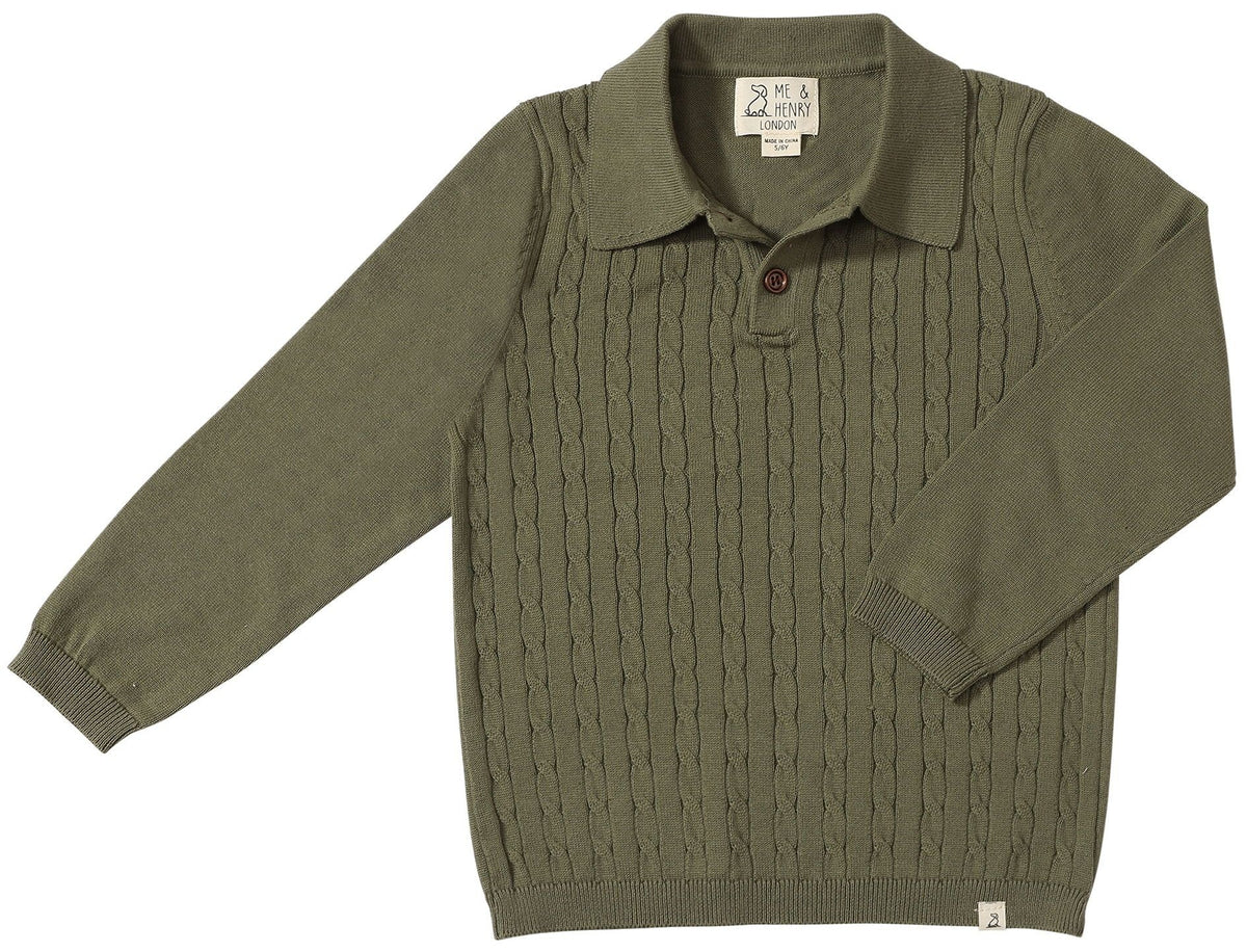 Christian Cable Polo - Olive — Collins & Conley