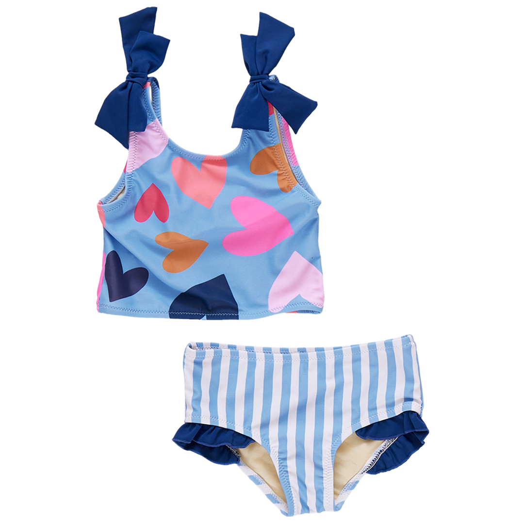 Shelly Tankini - Multi Tossed Hearts — Collins & Conley